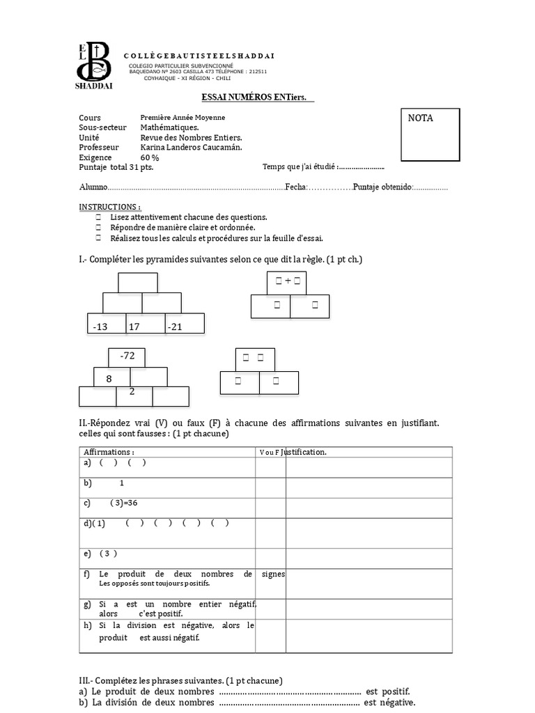 Essai sur les Nombres Entiers en Mathématiques | PDF | Entier naturel ...