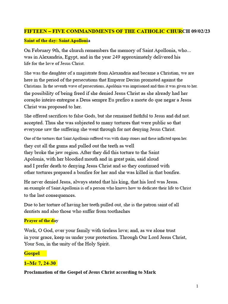 MEETING 15 - 5 COMMANDMENTS OF THE CHURCH_084200 | PDF | Eucharist ...