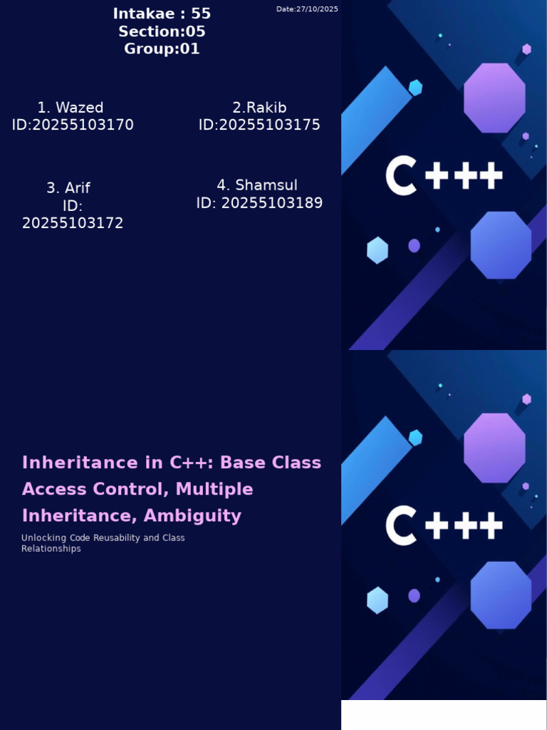 oop pptx final(cpp) | PDF | Class (Computer Programming) | Inheritance ...
