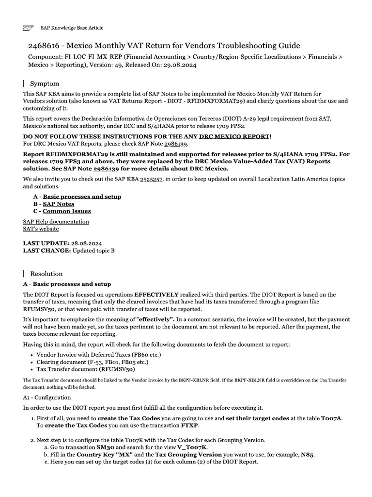 Note 2468616 Mexico VAT Return and Deferred Tax | PDF