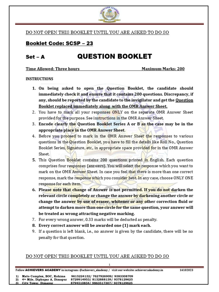 Full Length Mock 3 Questions-1 | PDF