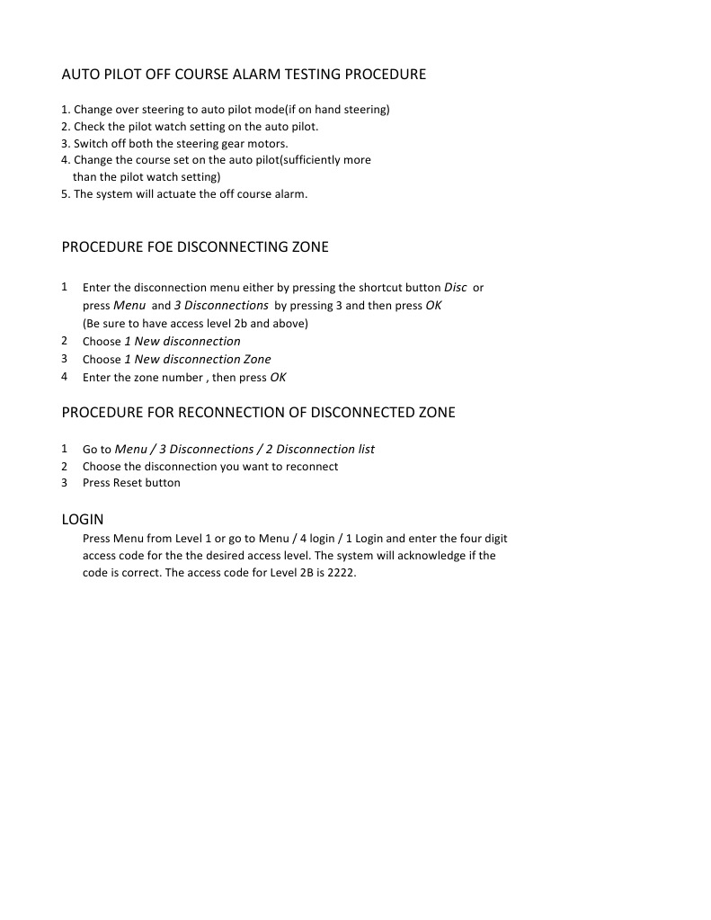 Off Course Alarm Test Procedure | PDF