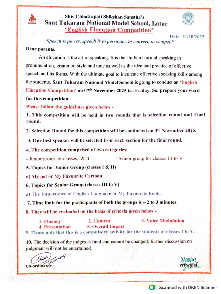 English Elocution Competition-1 | PDF
