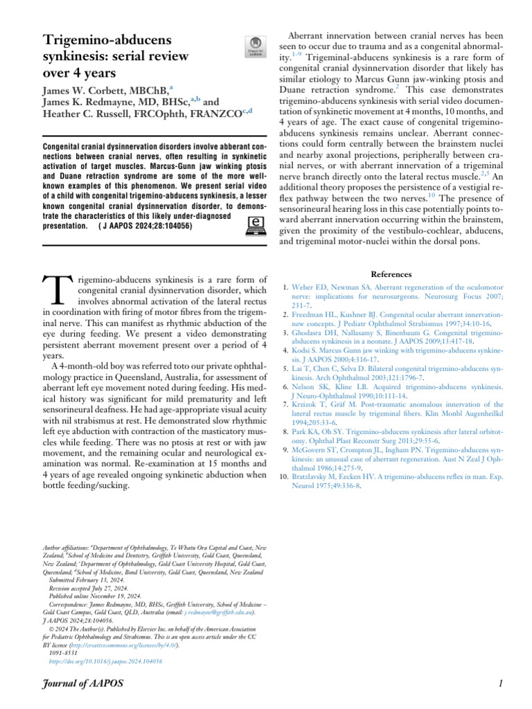 Trigemino-Abducens Synkinesis Case Study | PDF | Nervous System ...