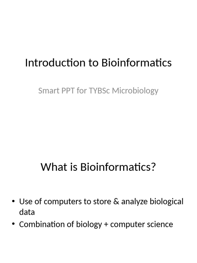 Bioinformatics Overview for Microbiology | PDF