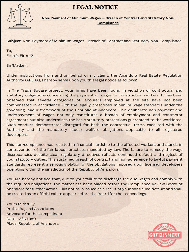 LEGAL NOTICE | PDF | Breach Of Contract | Regulatory Compliance