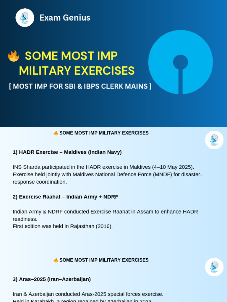 ? Some Most Imp Military Exercises | PDF | Military | Military Science