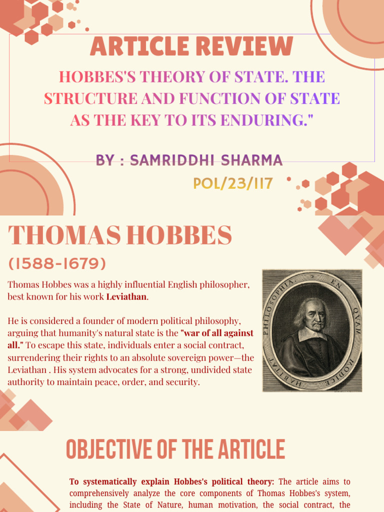 Article Review Hobbes's Theory of State. The Structure and Function of ...