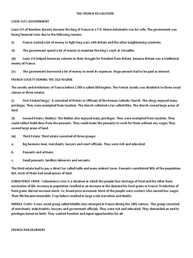 Class Ix History - The French Revolution | PDF | French Revolution ...