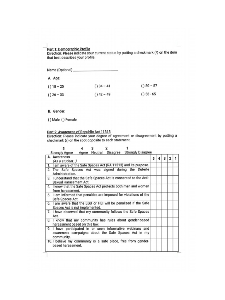 1.5 Modified Questionnaires | PDF