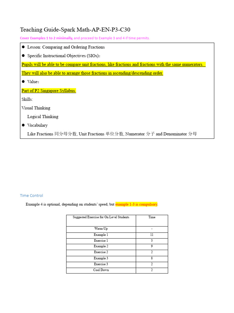 Comparing and Ordering Fractions Lesson | PDF | Arithmetic | Mathematics