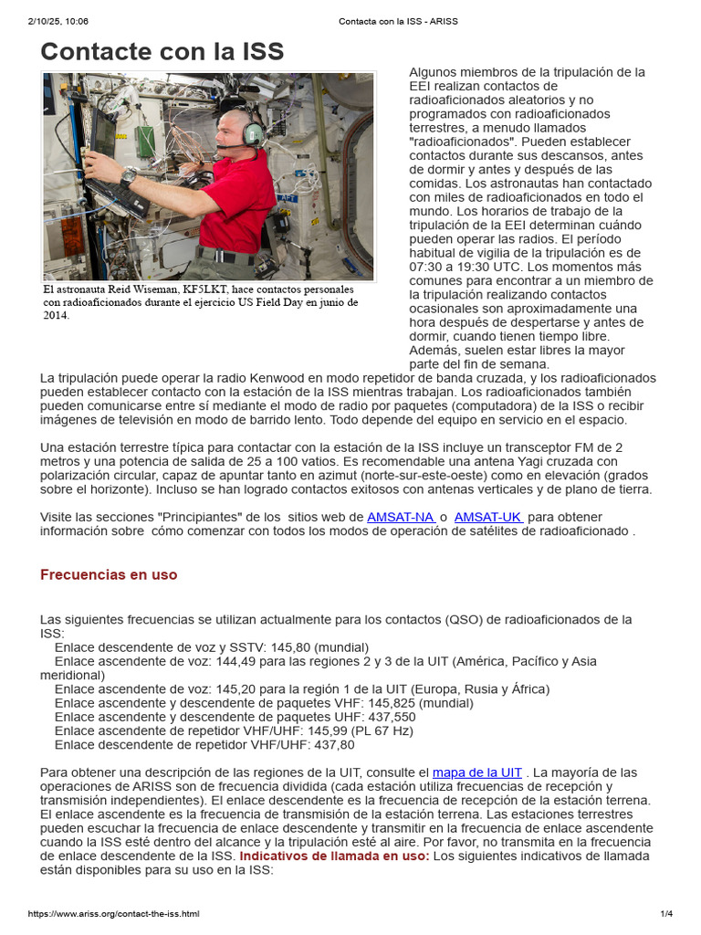 Contacta Con La ISS - ARISS (1) | PDF | Estación Espacial Internacional ...
