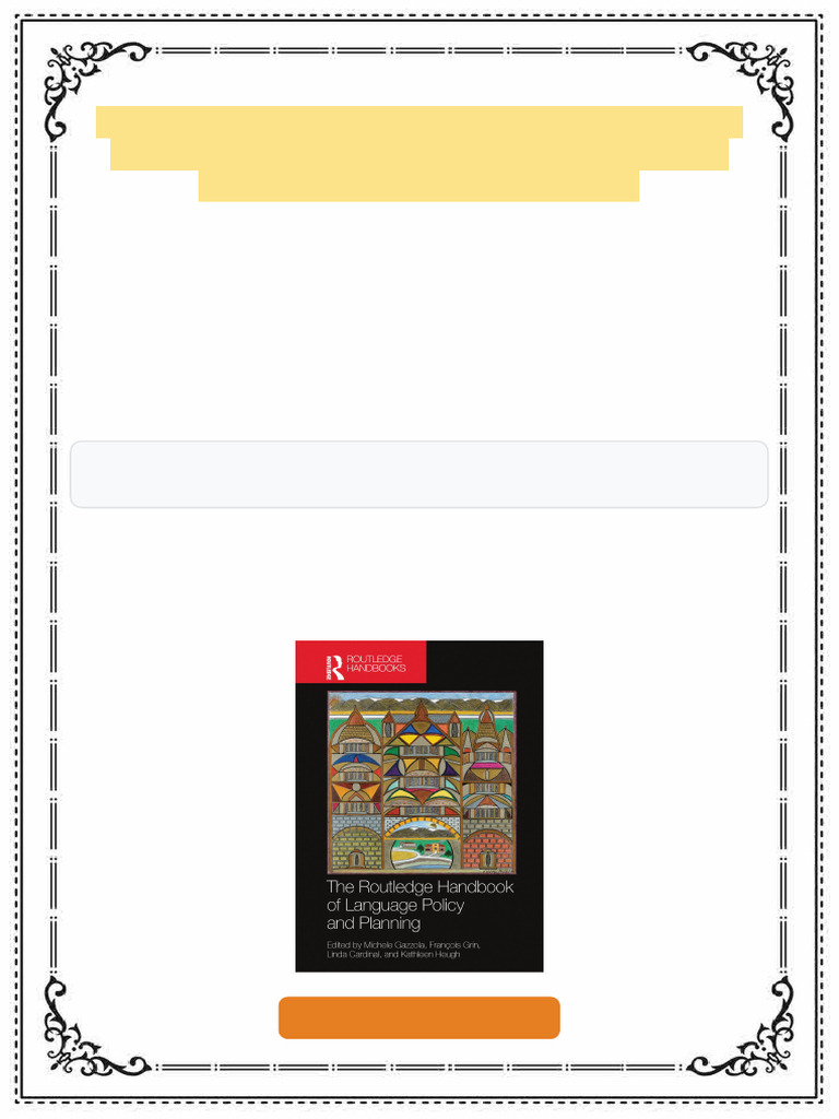 The Routledge Handbook of Language Policy and Planning 1st Edition ...