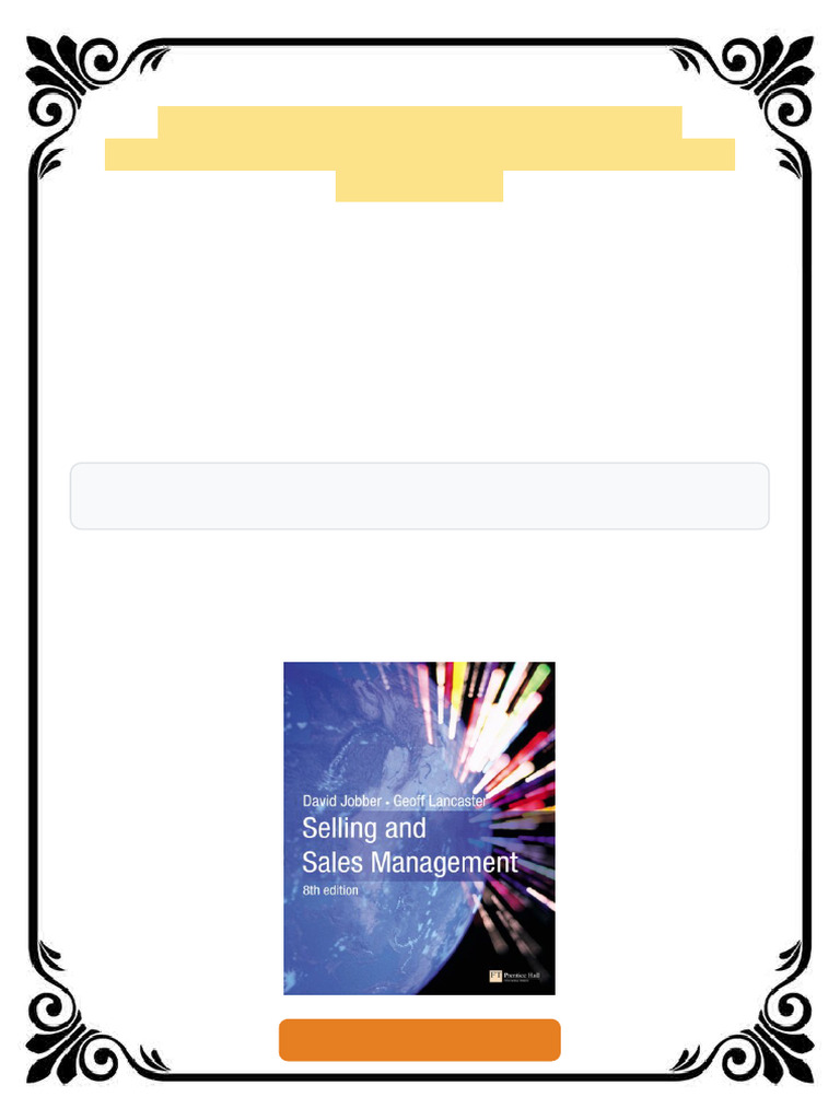 Selling and Sales Management 8th Edition David Jobber ebook detailed ...