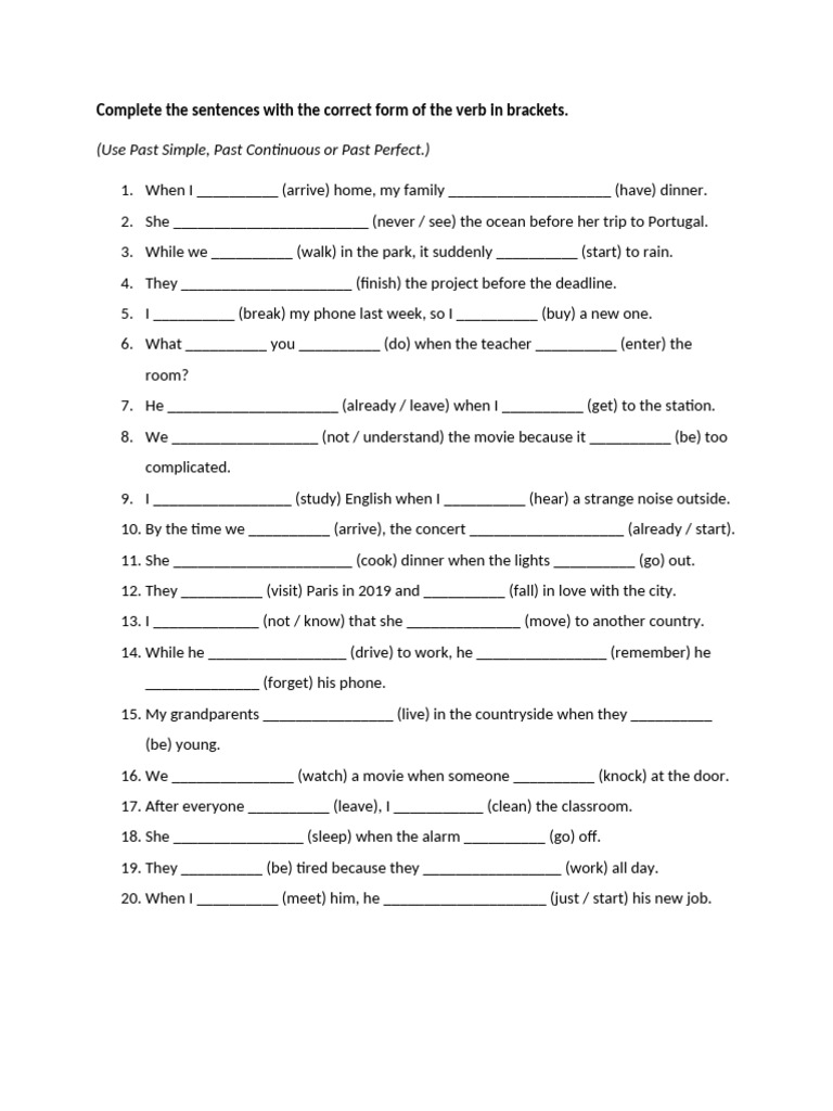 Complete The Sentences With The Correct Form of The Verb in Brackets | PDF