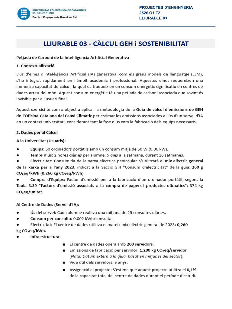 LLIURABLE 03 - CÀLCUL EGEH I SOSTENIBILITAT - N. Llorens, Q. Frigola, M ...