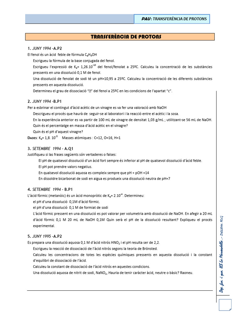 Ejercicios Ácido Base | PDF