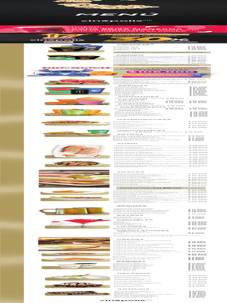 Menú de Combos y Snacks en Cinepolis | PDF | Sushi | Alimentos