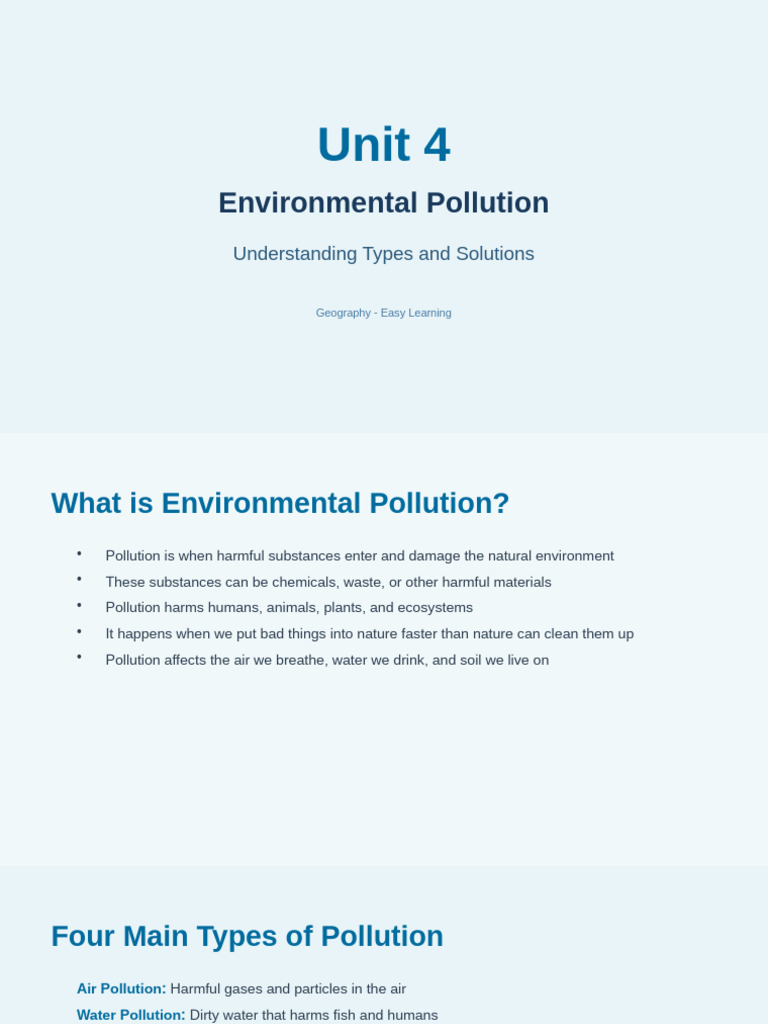 Unit 4 Environmental Pollution | PDF | Air Pollution | Water Pollution