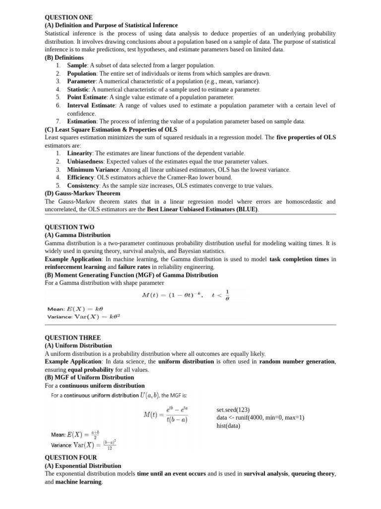 Statistical Inference | PDF | Ordinary Least Squares | Estimator