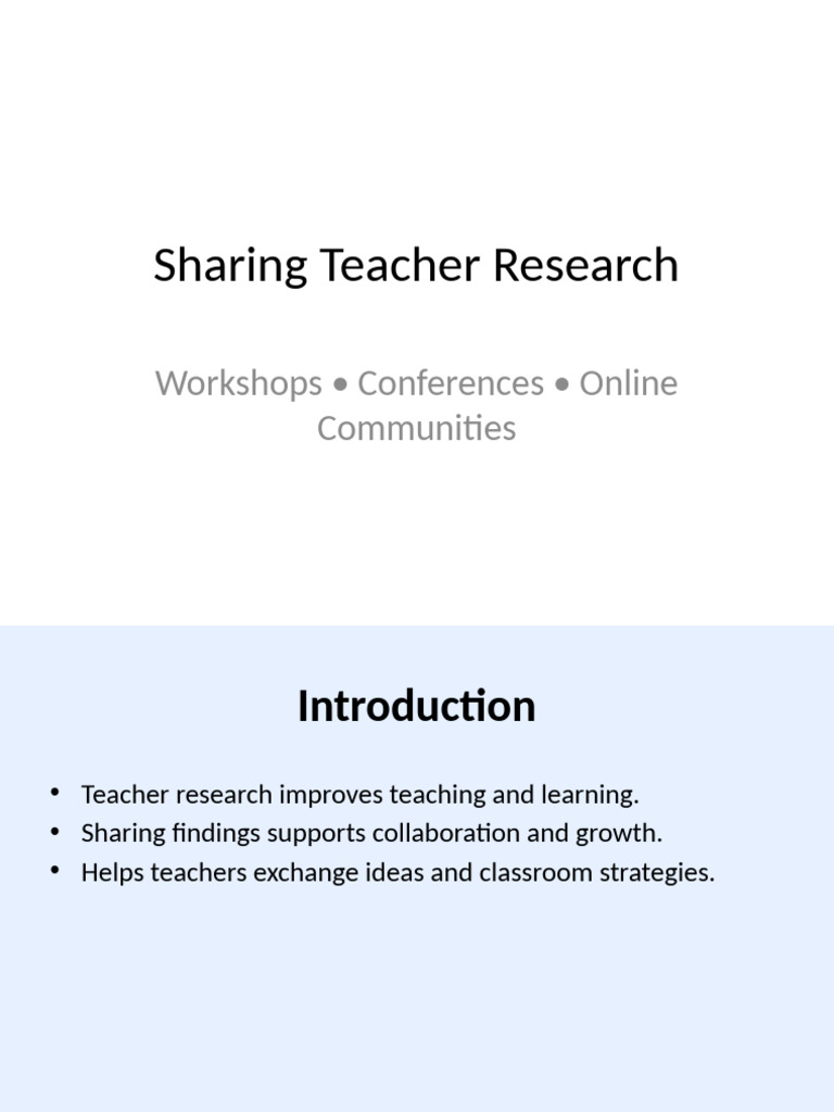 Colorful Sharing Teacher Research Presentation | PDF