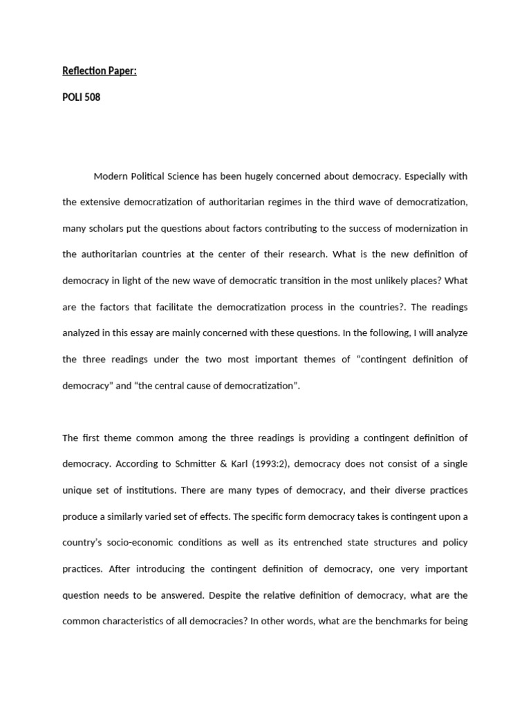 reflection paper democracy | PDF | Democratization | Democracy