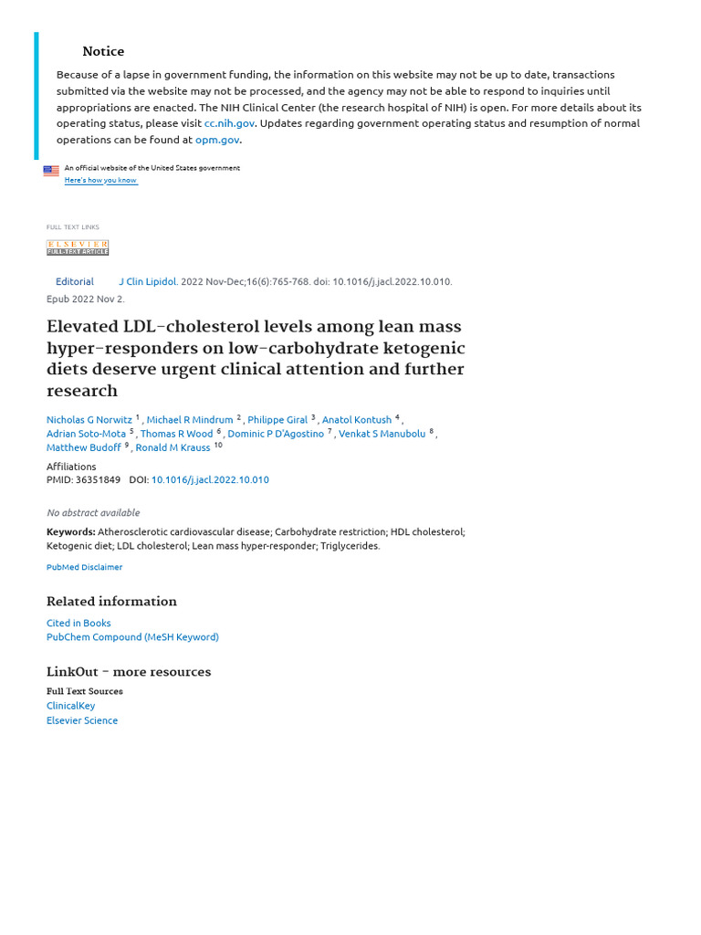 Elevated LDL-cholesterol Levels Among Lean Mass Hyper-Responders On Low-Carbohydrate Ketogenic ...