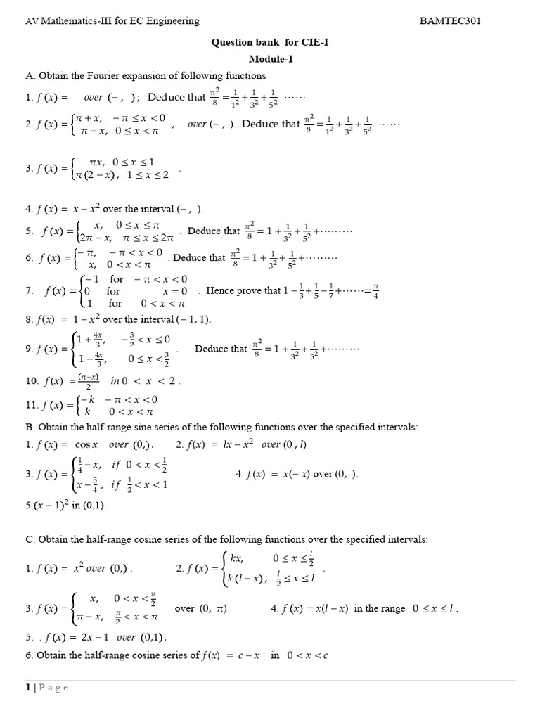 question Bank | PDF | Discrete Fourier Transform | Fourier Analysis