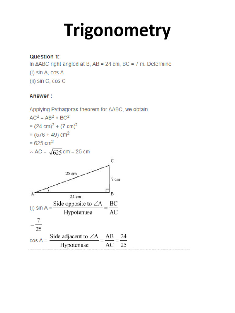 10th Trigonometry | PDF