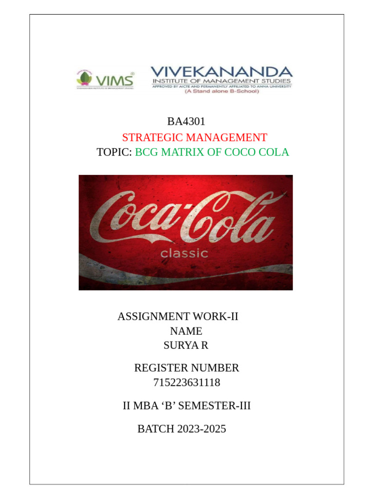 Strategic Assi 2 | PDF | The Coca Cola Company | Drink