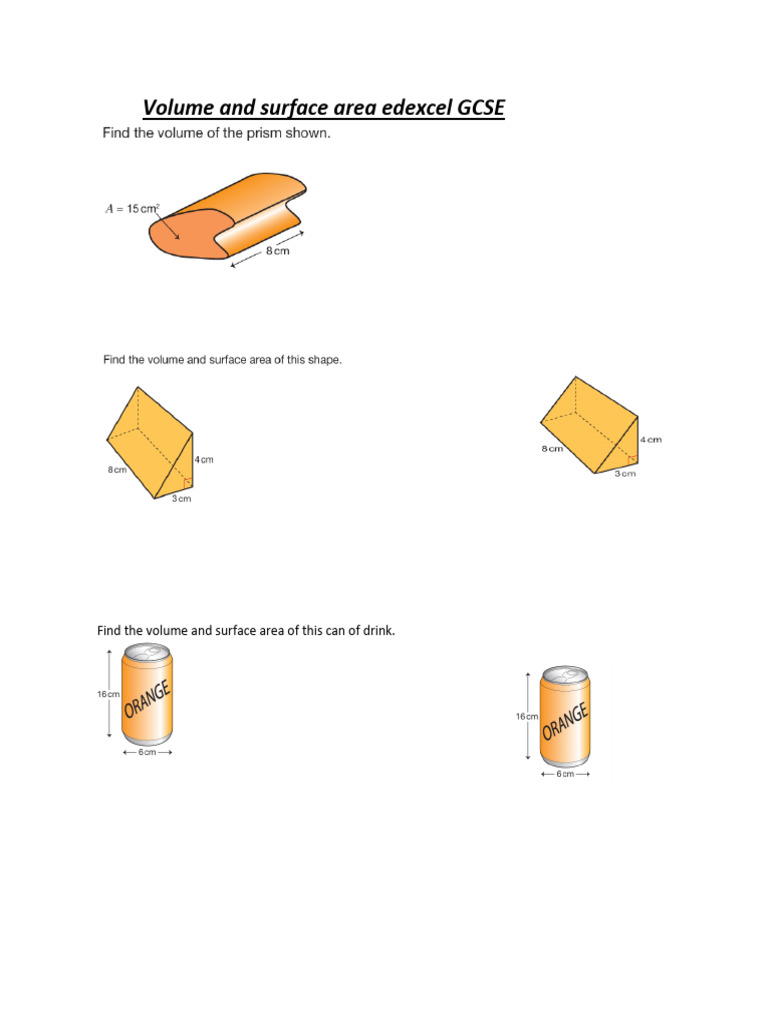 Volume and Surface Area Edexcel GCSE | PDF