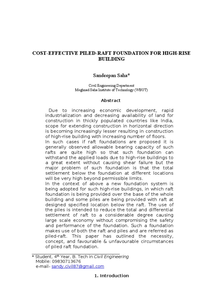 Cost-Effective Piled-Raft Foundation For High-Rise Building | PDF ...