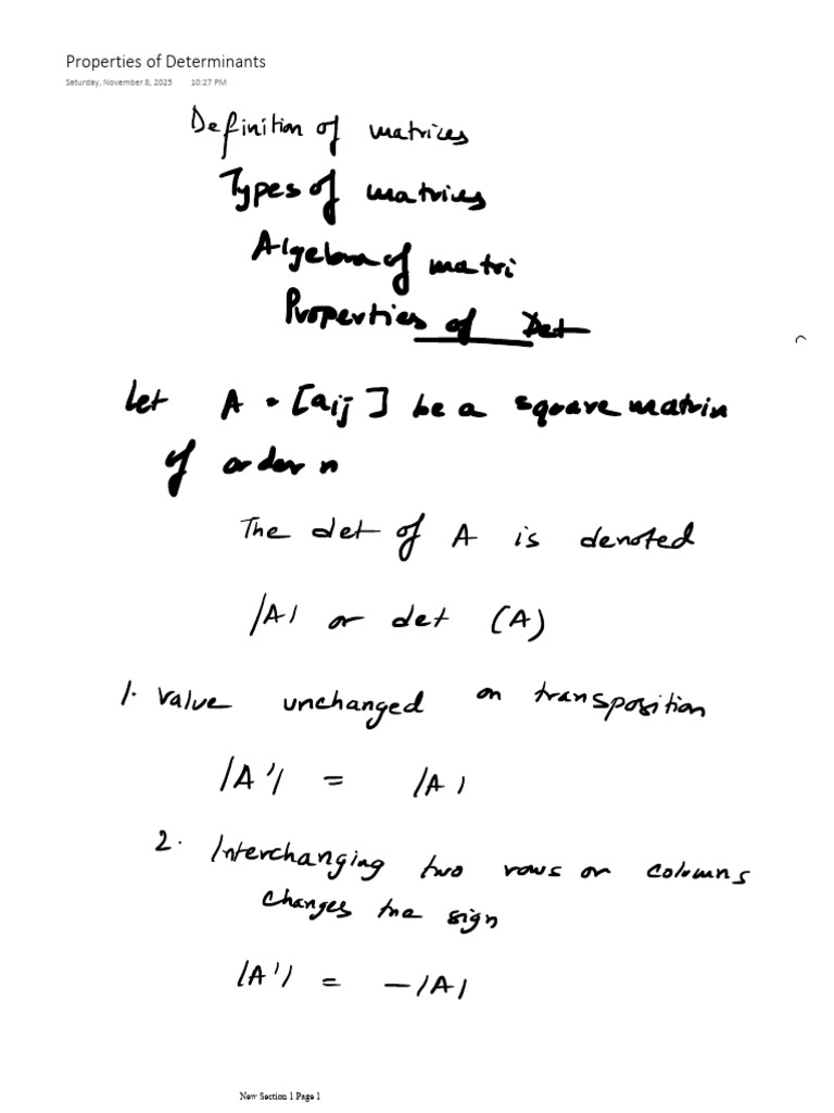 Properties of Determinants | PDF