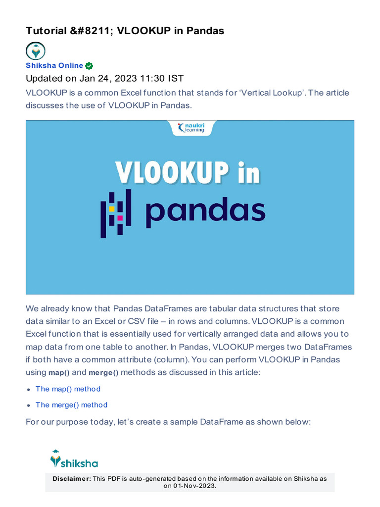 Python Vlookup | PDF | Data Analysis | Data Science