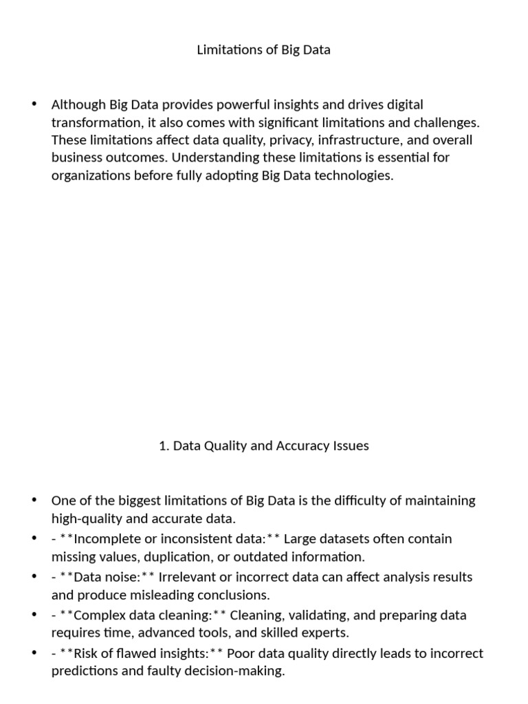 Limitations of Big Data Professional | PDF | Big Data | Data Quality