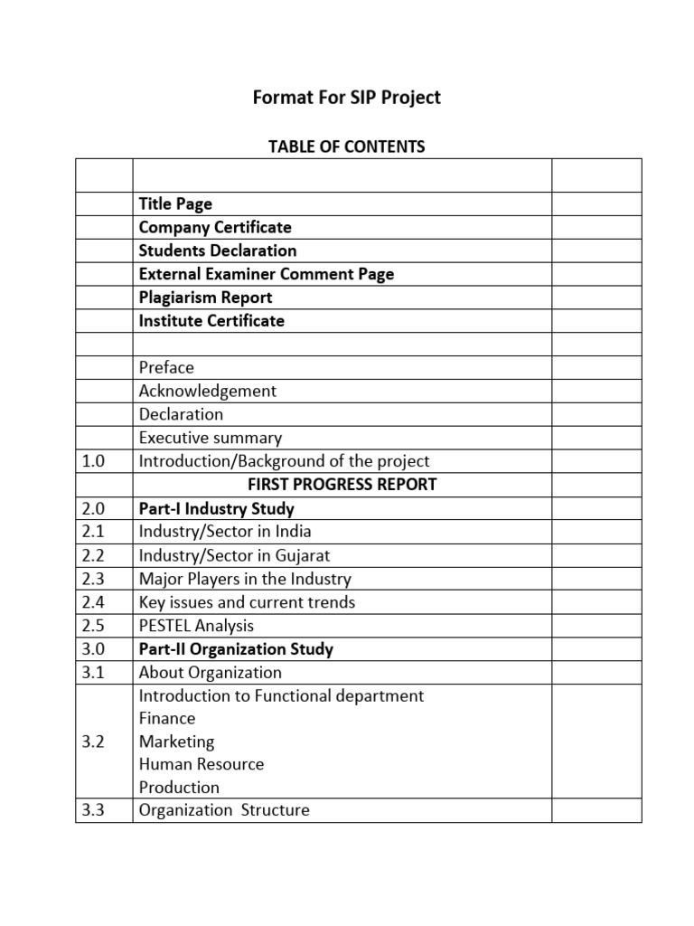 SIP Project Format and Guidelines | PDF