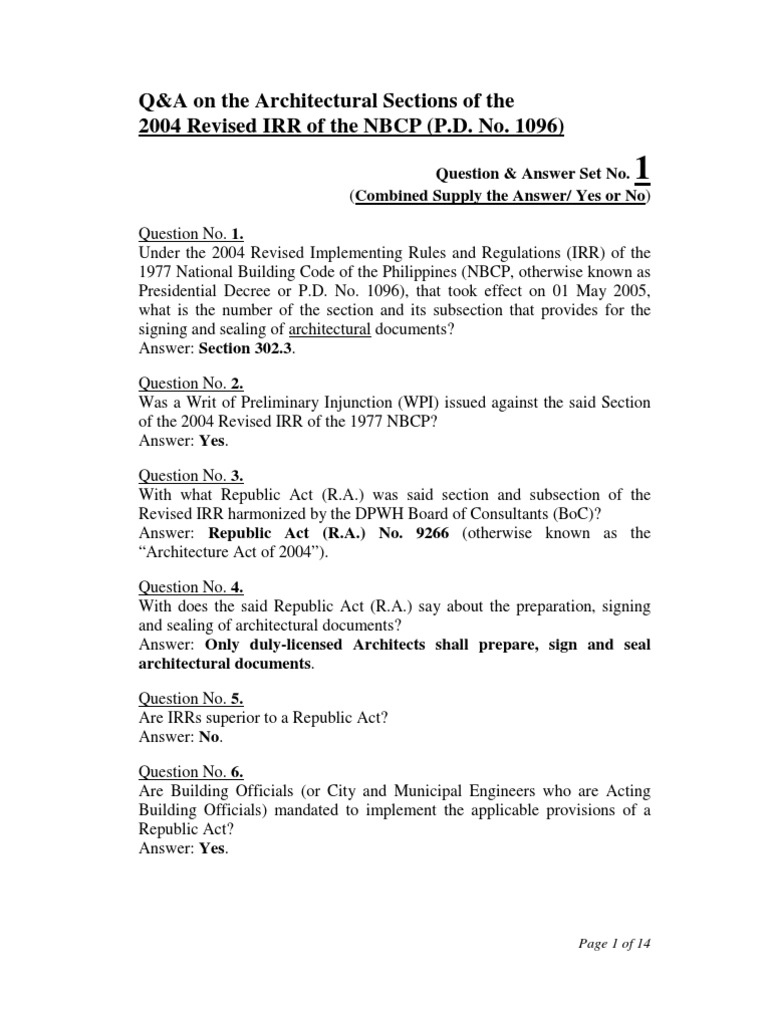 R-Irr Q&a1 | PDF | Decree | Building Code