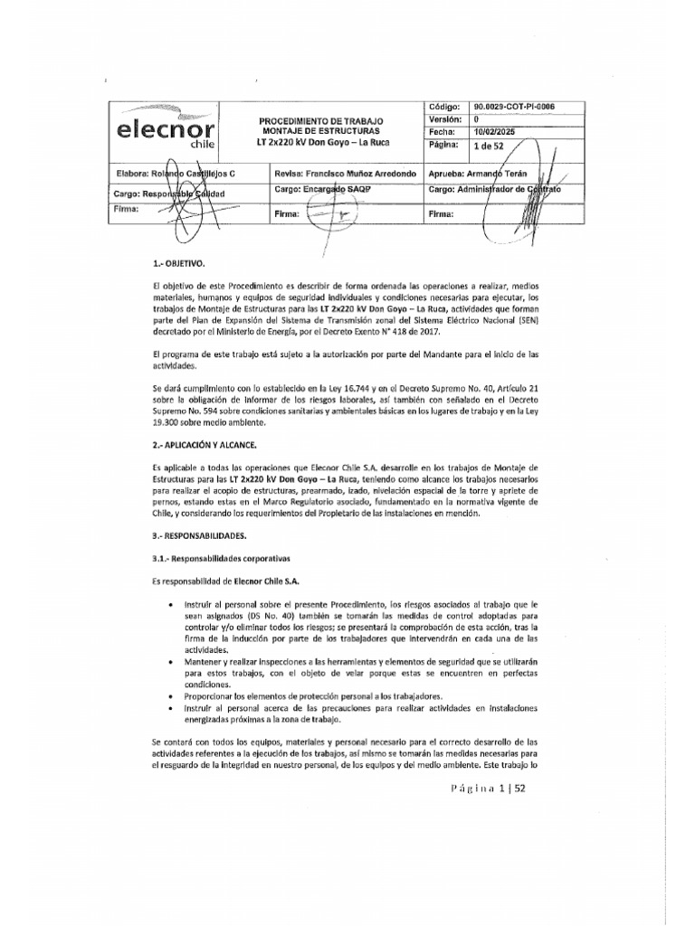 90.0029 COT PI 0006 Procedimiento Montaje Estructuras R0 | PDF