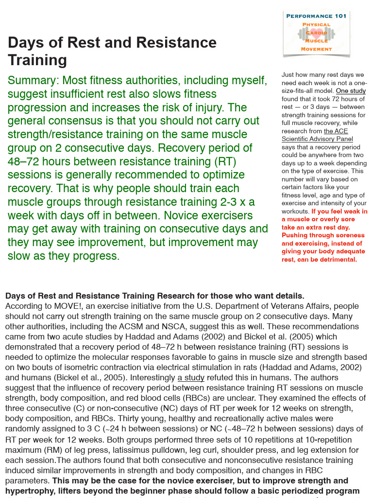 Optimal Rest for Resistance Training | PDF | Strength Training ...