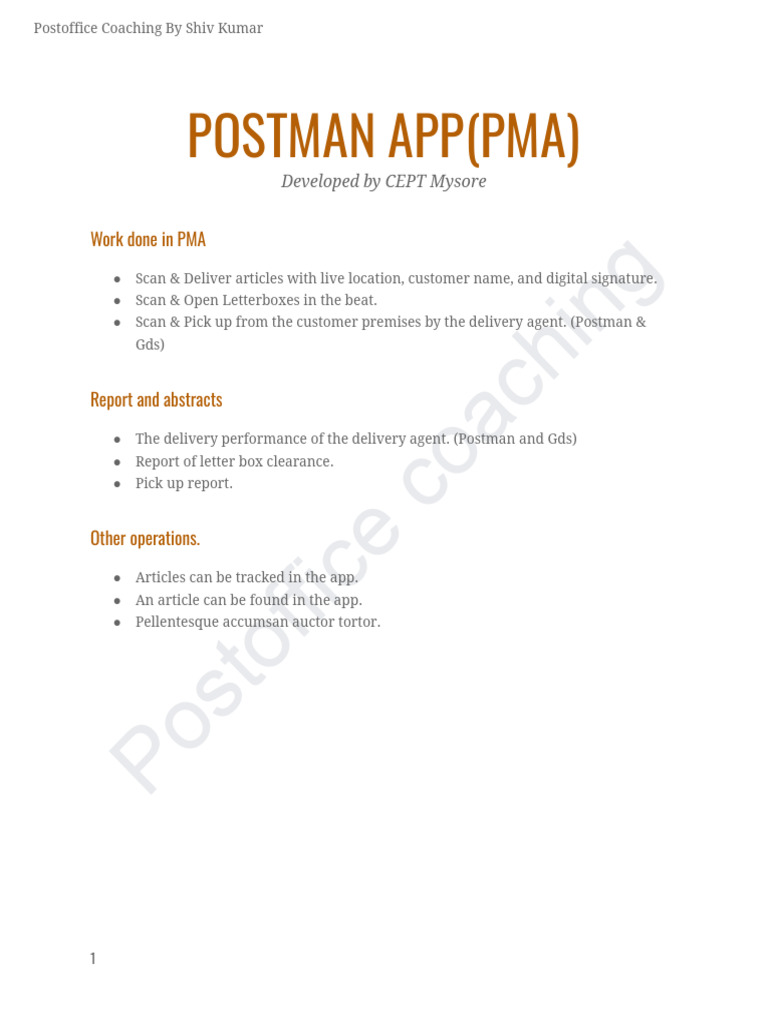 Ac Hin G: Postman App (Pma) | PDF