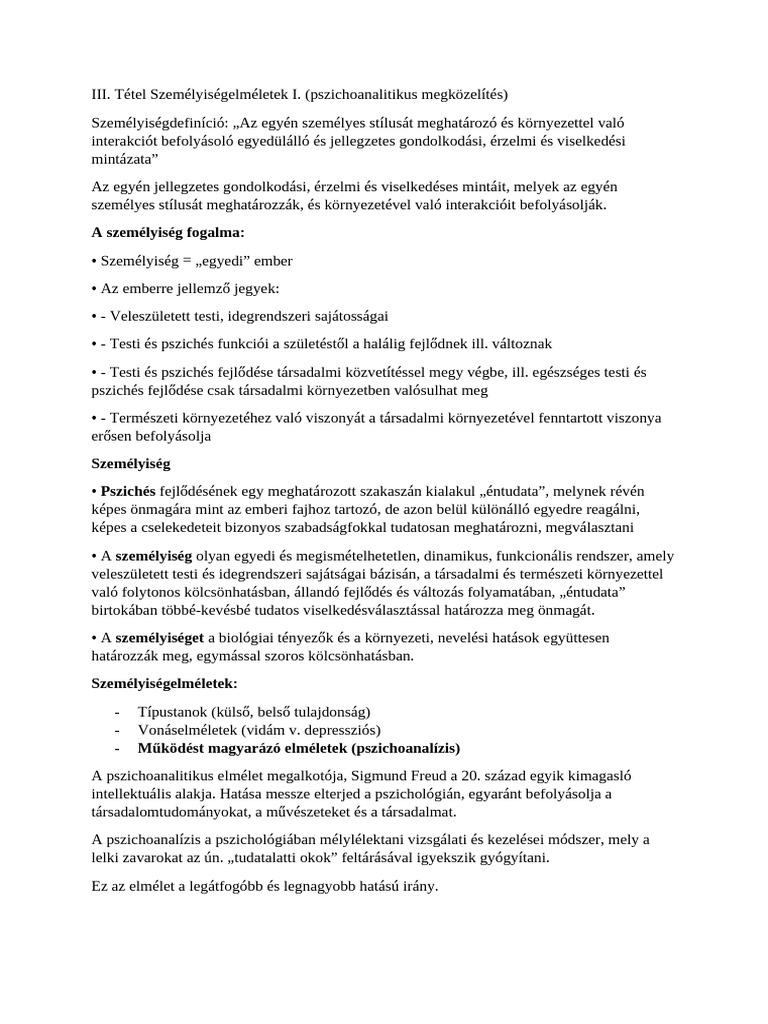 III. Tétel | PDF