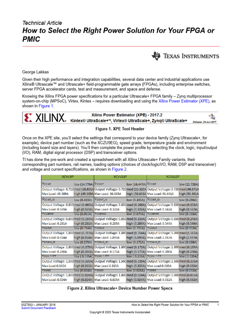How to Select the Right Power Solution for Your FPGA or PMIC | PDF ...