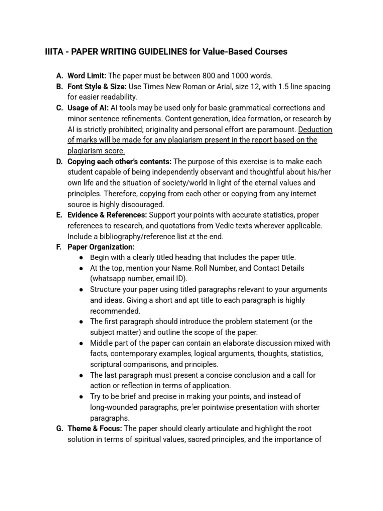 IIITA Paper Writing Guidelines | PDF | Leadership | Value (Ethics)