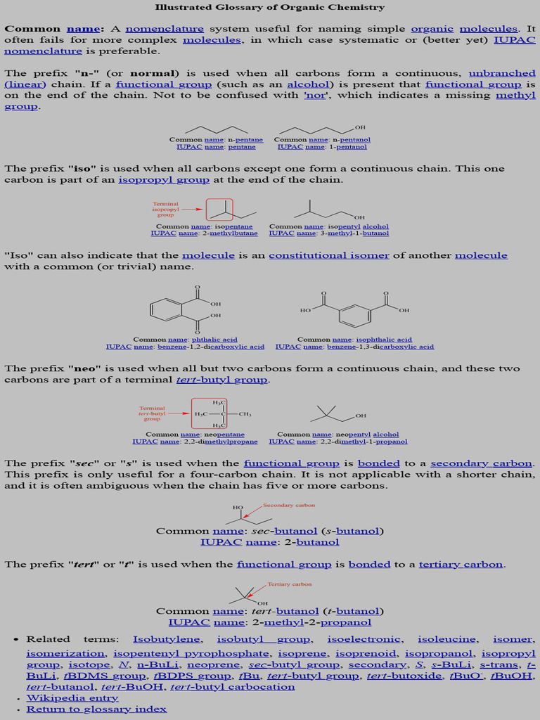 Illustrated Glossary of Organic Chemistry - Common Names (n, Neo, Iso ...