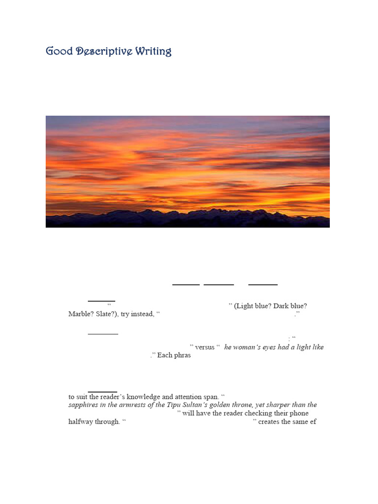 Mastering Descriptive Writing Techniques | PDF