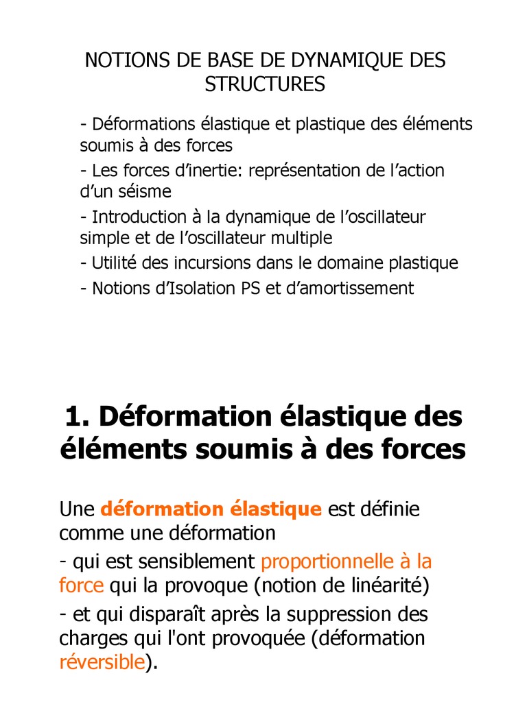 Notions de Base de Dynamique Des Structures | PDF | Élasticité ...