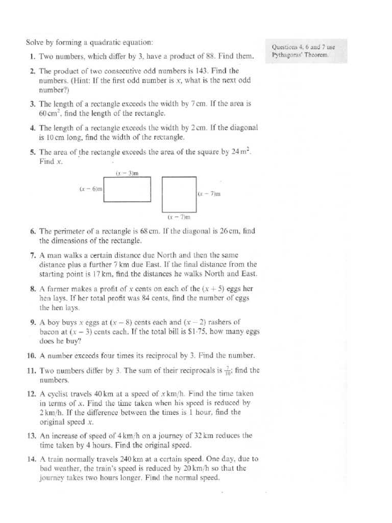 4. Quadratic Eqn WS 2 | PDF