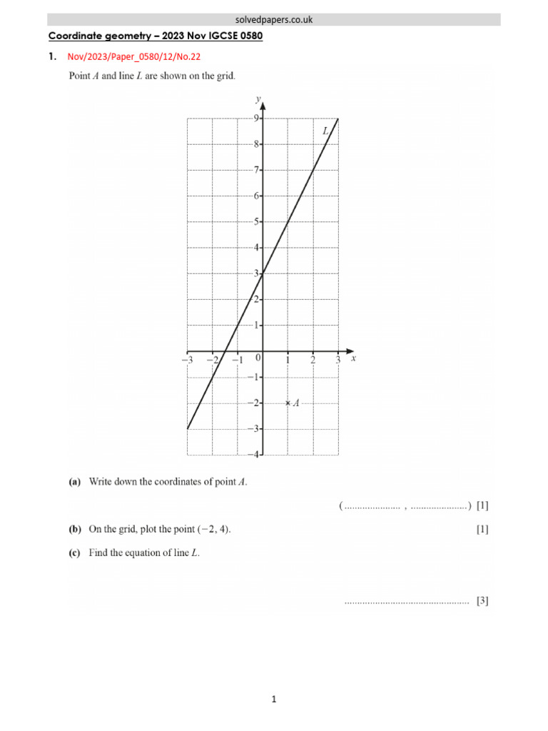 2023N Coordinate Geometry IGCSE 0580 Math | PDF