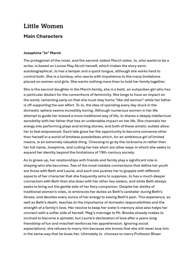 Little Women: Character Analysis | PDF | Little Women