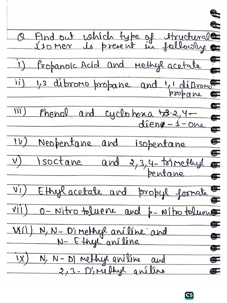 Structural Isomers- Assignment | PDF